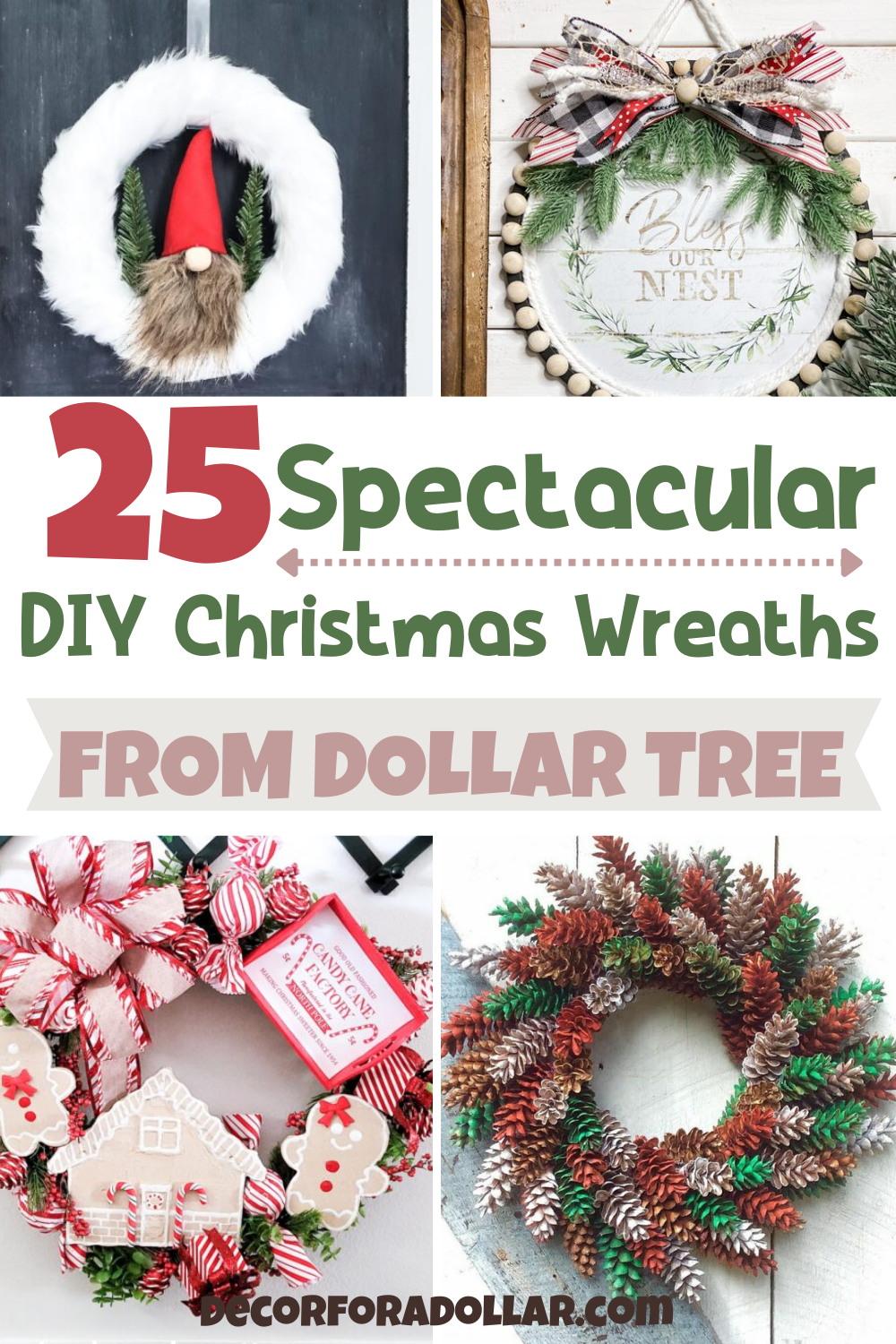 25 Spectacular Dollar Store DIY Christmas Wreaths - Decor For A Dollar ...